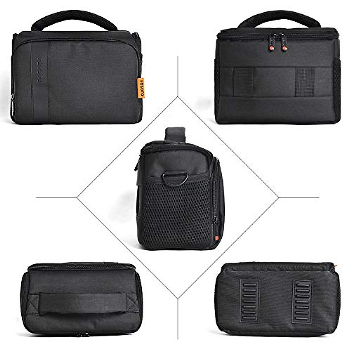 FOSOTO Waterproof (with Rain Cover) Shoulder Camera Case Bag Compatible for Nikon D5600 D750 D3300 Canon Rebel SL2 T7i EOS 80D 60D Sony A77II a68 a99II Travel DLSR SLR Camera Bags