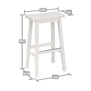 Amazon Basics Solid Wood Saddle-Seat Kitchen Counter Barstool, 29-Inch Height, White - Set of 2