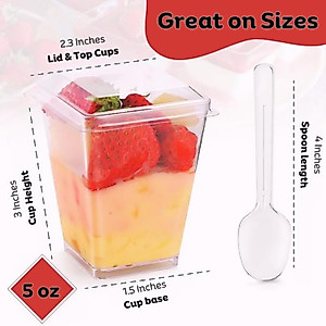 Ro&ario 50 Pack 5 oz Dessert Cups with Lids Parfait Cups with Lids Fruit Cups with Lid Appetizer Cups for Party Mini Dessert Cups Clear Plastic Cups Pudding Fruit Ice Cream Cups