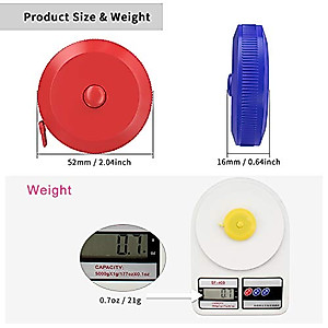DiCUNO 60-Inch 1.5 Meter Soft Retractable Measuring Tape, Pocket, Body Tailor Sewing Craft Cloth Tape Measure (8 Colors Package)