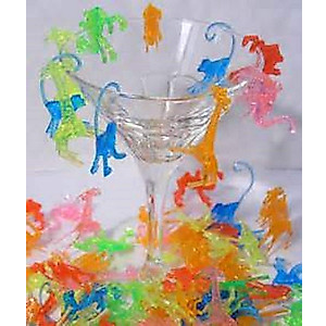 Plastic Mixed Animal Cocktail Drink Markers/Charms (72)