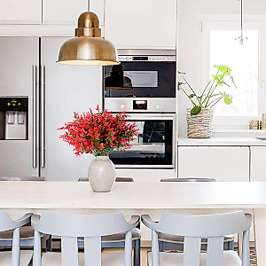 JEMONG 8 Bundles Artificial Lavender Flowers Outdoor UV Resistant Fake Flowers No Fade Faux Plastic Plants Garden Porch Window Box Decorating (Red)