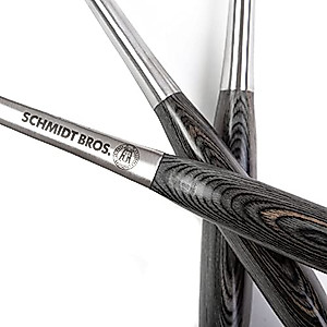 Schmidt Brothers - BBQ Ash 4 Piece Grill Set, Full-Forged Stainless Steel Grilling Utensils Including Spatula, Fork, Basting Brush, and Tongs with All Wood Handles