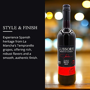 Lussory Premium Merlot Alcohol Removed 0.0% Dealcoholized Red Non Alcoholic Wine From Spain, Low Calories, Low Sugar, Halal Certified (750ml, 1 Bottle)