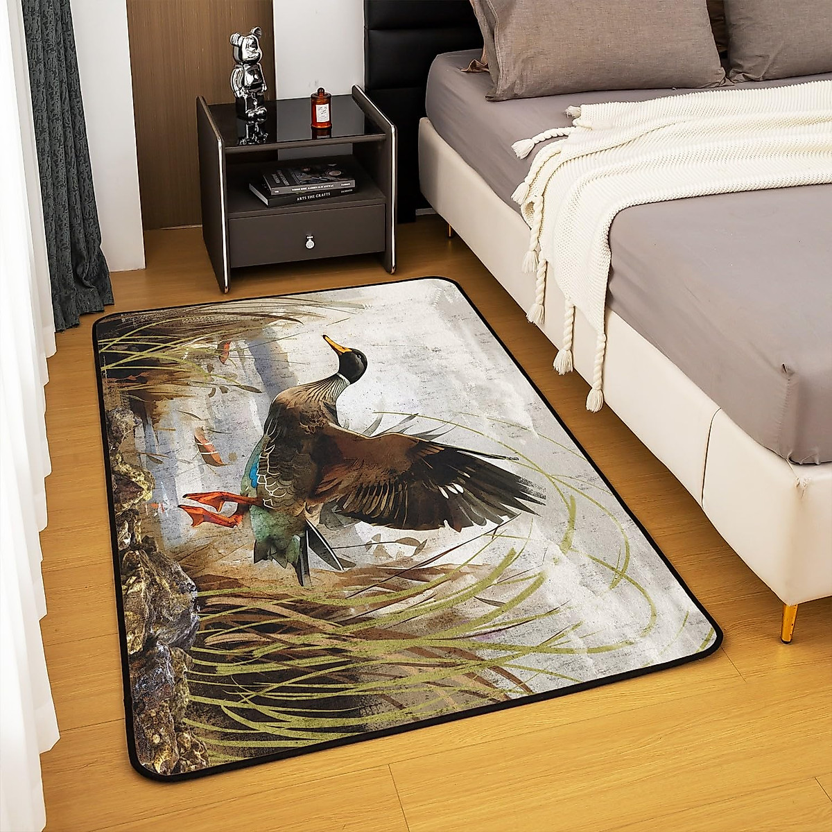 Mallard Duck Rugs for Living Room Bedroom Boys Girls Wild Duck Hunting Area Rug 5x7 for Kids Women Men Ultra Soft Lodge Cabin Farmhouse Decorative Carpet Floor Mat Room Decor
