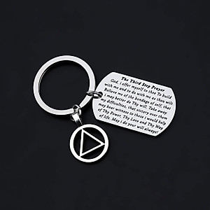 AA Recovery Keychain Sobriety Gifts AA Sponsor Gifts Third Step Prayer Keychain New Beginnings Gift (The third step prayer)