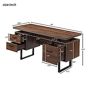 Merax Computer Hanging Letter-Size files/59 inch Writing Study Table with Drawers Desk, Walnut