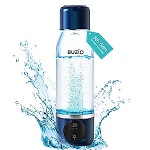 Hydrogen Water Bottle, BUZIO 3000ppb Hydrogen Water Bottle Generator Machine with Gen5 Technology Real Pure Hydrogen Concentration Alkaline Water bottle for Fitness, with Dupont Membrane, OLED Display