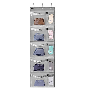 ANZORG Weekly Kids Clothes Organizer Day of Week School Clothing Storage Monday to Friday Hanging Closet Organizer (Grey)
