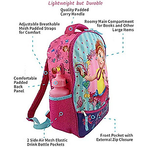 Fancy Nancy Girls 5 piece Backpack and Snack Bag School Set (One Size, Pink/Blue)
