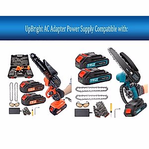 UpBright 21V AC/DC Adapter Compatible with BEI & Hong Mini Chainsaw Cordless Power Chain saws Trimming Rechargeable DC21V 3000mAh Lithium-ion Battery DW-168-08 21V-98V 0.8A - 1A Power Supply Charger