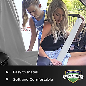 Waterproof SeatShield UltraSport Front Seat Cover and Seatbelt Cover - Gray Car Seat Towel and 20in Car Seat Belt Cover for All Vehicles - Seat Belt Cushion for Women, Men, Kids from Sweat, Food, Dirt