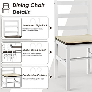 MFCHY 5 Piece Cutlery Set Solid Wood Compact Kitchen Dining Table and 4 Chairs Furniture