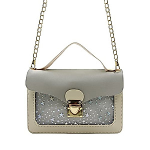 Suillty Women Small Square Shoulder Bag Star Sequin Cell Phone Messenger Crossbody Bag Clutch Wallet Tote Handbags