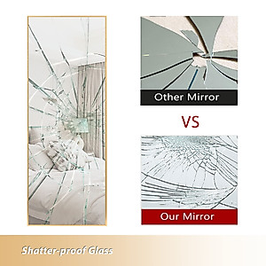 Natsukage Full Length Mirror Wall Mirror Full Length Mirror for Wall Hanging or Leaning Against Wall Dressing Mirror Body Mirror Aluminum Alloy Frame (44"x16", Gold)