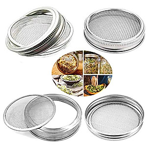 Sprouting Jar Lid (32oz Glass Jars) with 4 Pack Stainless Steel Sprouting Stands for Wide and Wide Mouth Mason Jar for Growing Organic Sprouts, Stainless Steel, 4 Pack