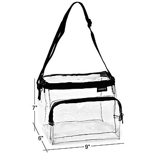 Clear Lunch Bag - Durable PVC Plastic See Through Lunch Bag with Adjustable Shoulder Strap Handle for Prison Correctional Officers, Work, Stadium Approved, Freezer Proof. (Medium)
