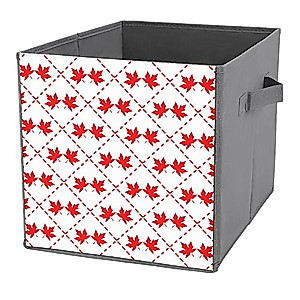 Canada Red Maple Leaf Collapsible Storage Bins Basics Folding Fabric Storage Cubes Organizer Boxes with Handles