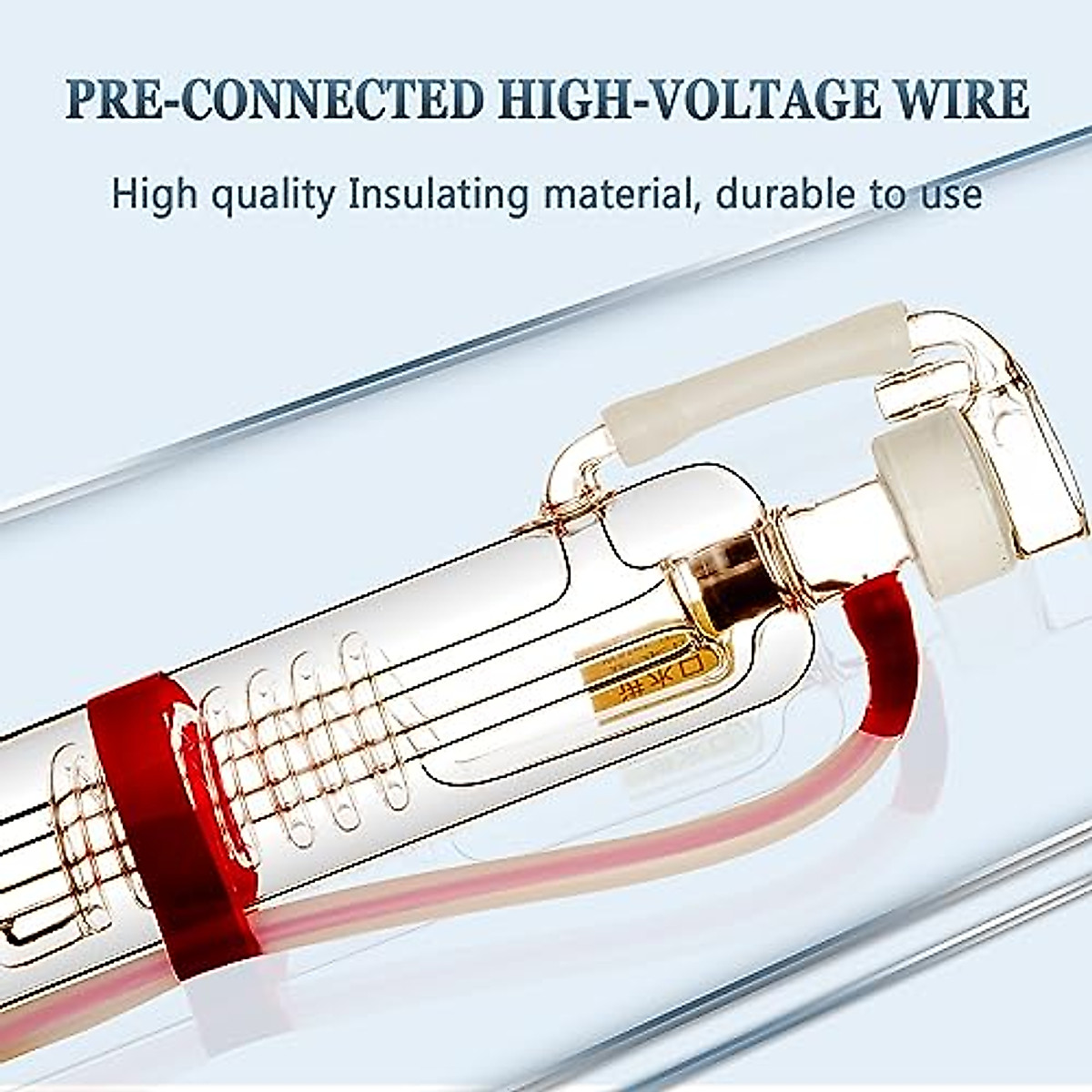 MCWlaser 60W CO2 Laser Tube Length 1000mm Dia.55mm Glass Laser Tube with Metal Head 6000hrs MTTF for 60-70W CO2 Laser Engraving and Cutting Machine