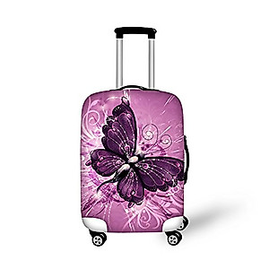 Dremagia Purple Butterfly Luggage Cover Anti-scratch Baggage Suitcase Protector Fits 26-29 Inch Luggage