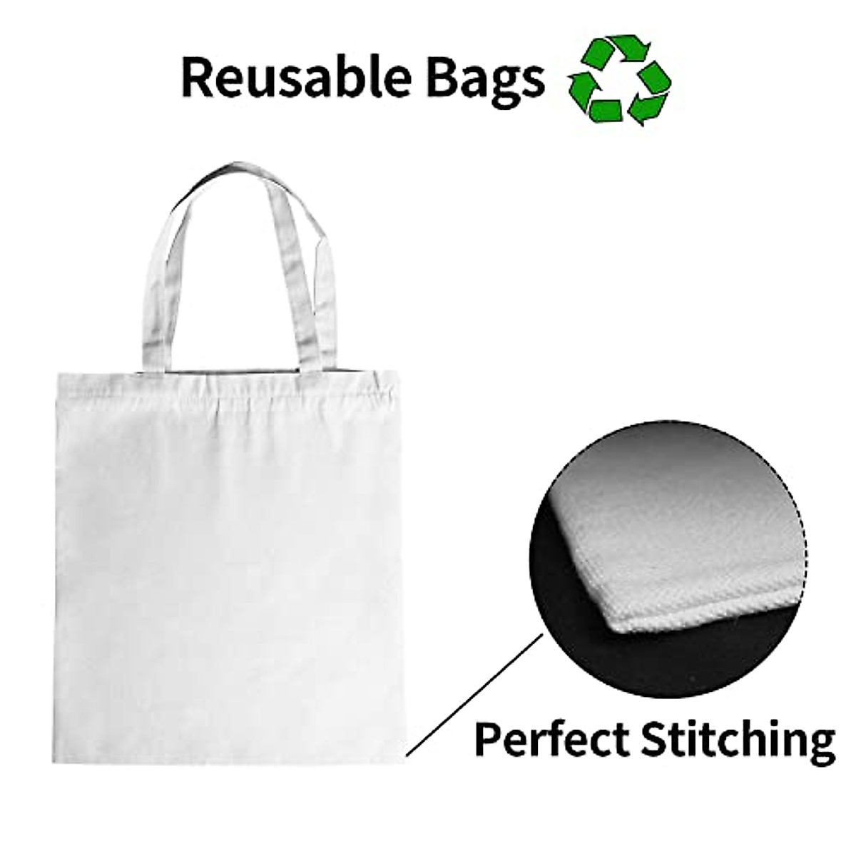 UOhost 8 PCS 100% Polyester Sublimation Blank Canvas Tote Bags with Zipper for Women Kids Gift，Resuable Washable