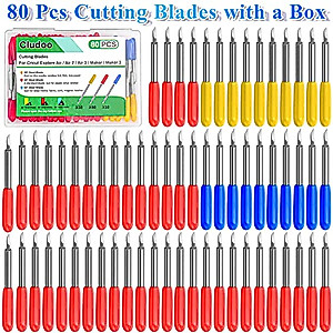 Cludoo 80PCS Replacement Blades for Cricut Blades for Explore Air 2/Air 3/Maker/Maker 3/Expression, 60PCS 45° Standard Blades, 10 PCS 30° Fine Point Blades and 10 PCS 60° Deep Cut Blades