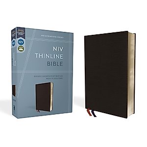 NIV, Thinline Bible, Bonded Leather, Black, Red Letter, Comfort Print