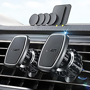 LISEN 2 Pack Magnetic Phone Holder for Car Mount 6 Military Magnets Car Phone Holder Mount Hands Free Vent Cell Phone Holder Mount for Car 6 Metal Plates Fit All iPhone 14/13/12/11, Pro Max, Android