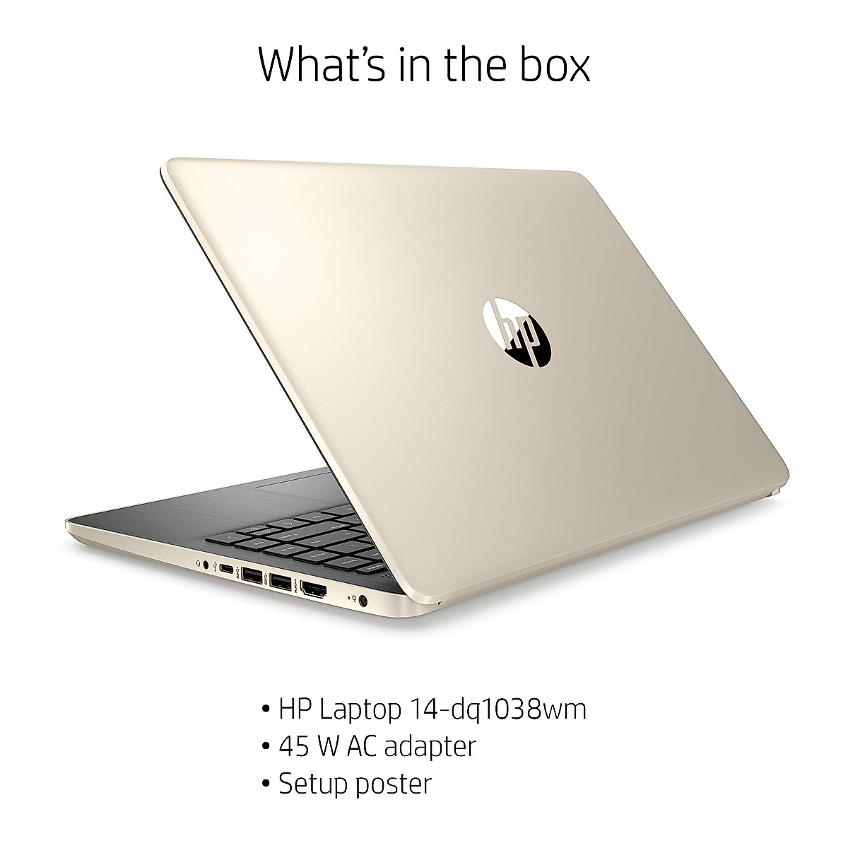 HP 2022 14'' HD Home and Business Laptop PC Intel 10th Gen 2-Core i3-1005G1 32GB DDR4 RAM 1TB M.2 SSD Intel UHD Graphics WiFi AC BT USB-C HDMI RJ45 Webcam Gold Windows 11 Pro w/Accessories