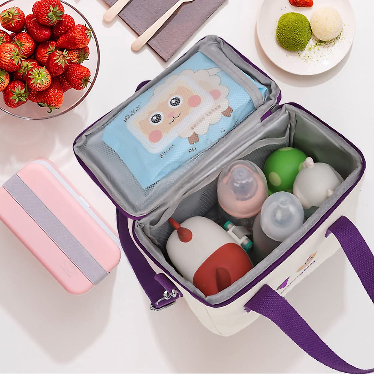 Dreamfocus Insulated Lunch Bag for Girls, Large Capacity, Handle and Strap, Cute Lunch Box for Kids Teen Women Work School Gifts