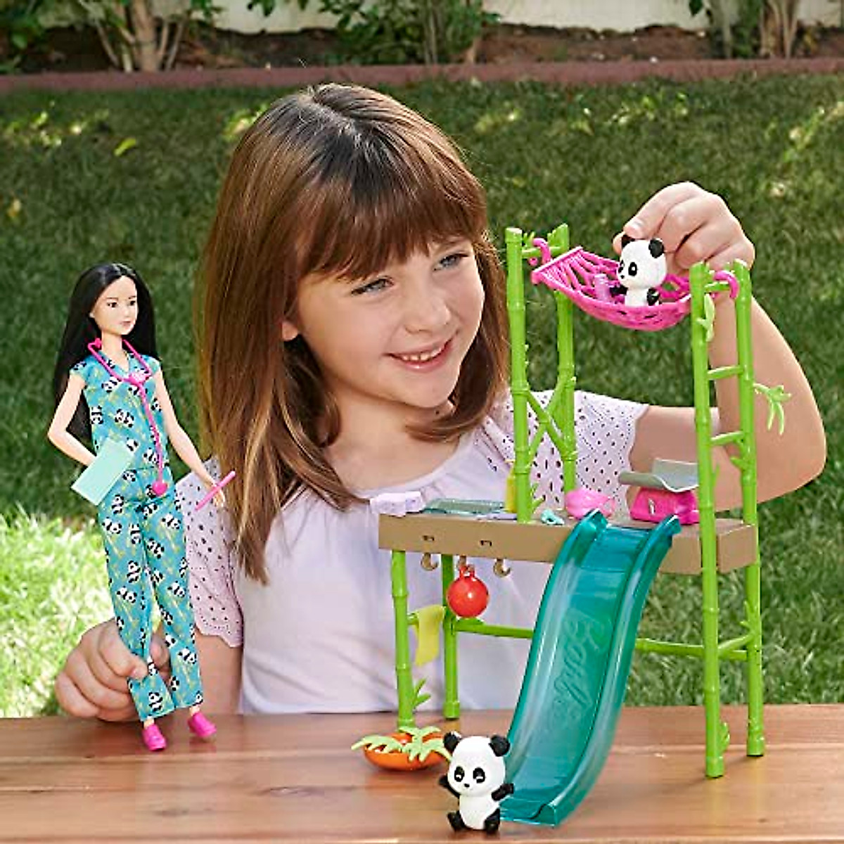 Barbie Careers Doll & Playset, Baby Panda Care and Rescue with Vet Doll, 2 Color-Change Pandas & 20+ Accessories