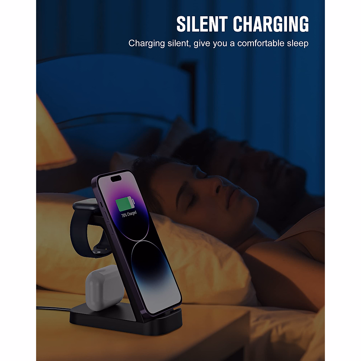 3 in 1 Charging Station for iPhone, Fast Charging Dock Stand Apple Watch Charger Ultra/Ultra2/9/8/7/6/SE/5/4/3/2, for iPhone 14/13/12/11/Pro/Max/XS/XR/X/8/7/6/5/Plus,AirPods 1/2/3/Pro/Pro2 (Black)