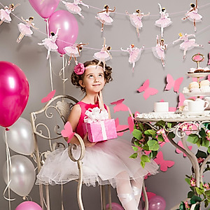 Trandraft 2 Pcs Ballet Dancer Banner Ballerina Girl Dancing Bunting Supplies Ballet Theme Ballerina Garland Pink Ballet Party Decorations for Girls Women Dancing Birthday Wedding Baby Shower Hanging