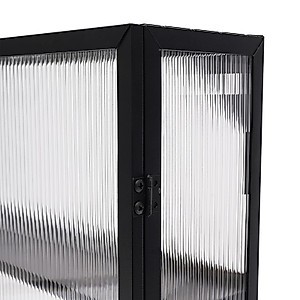 Titunjian Wall Cabinet Haze Double PC Door Wall Cupboard with Detachable Shelves Storage Cabinet for Office Dining Room Living Room Kitchen Bathroom, 19.7 * 5.5 * 27.5 Inch (Black)