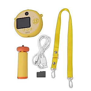 Portable Digital Camera Toy 8X Digital Zoom Cute Protective Case for Kids Selfie Camera for Birthday Gift (Yellow)
