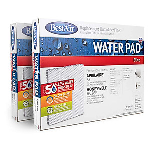 BestAir Replacement Humidifier Filter Water Pad Elite A35W Filter, 2 Pack. Fits Aprilaire 35 350, 360, 560, 560A, 568, 600, 700, 760, 760A, 768; Honeywell HC26P 260A, 260B, 265A, 265B, 360A, 360B,