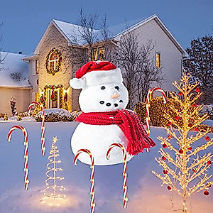 LIMTZOPY Christmas Candy Cane Pathway Markers, 10 Pack Outdoor Solar Candy Cane Lights Christmas Walkway Stakes Light 8 Modes Walkway Lights for Lawn, Yard, Garden, Home Christmas Decorations