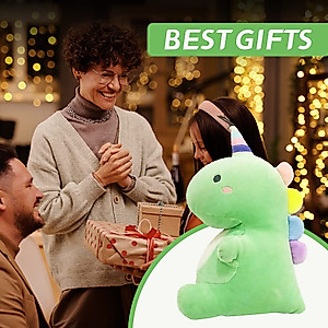 Dinosaur Stuffed Animals Toys Cute Dinosaur Plush Toys Dolls with Unicorns Horn Soft Dino Plushies Birthday Gifts for Boys Girls 9.8 Inch