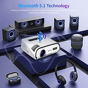 Ultra HD 4K Daytime Projector 14300 High Lumens Outdoor Movie Projector Max 300" Display Wifi6 Bluetooth Smart TV Projector with Android OS 2G+16G for Gaming, Home Cinema, Office, HDMI/USB/AV/LAN/ARC