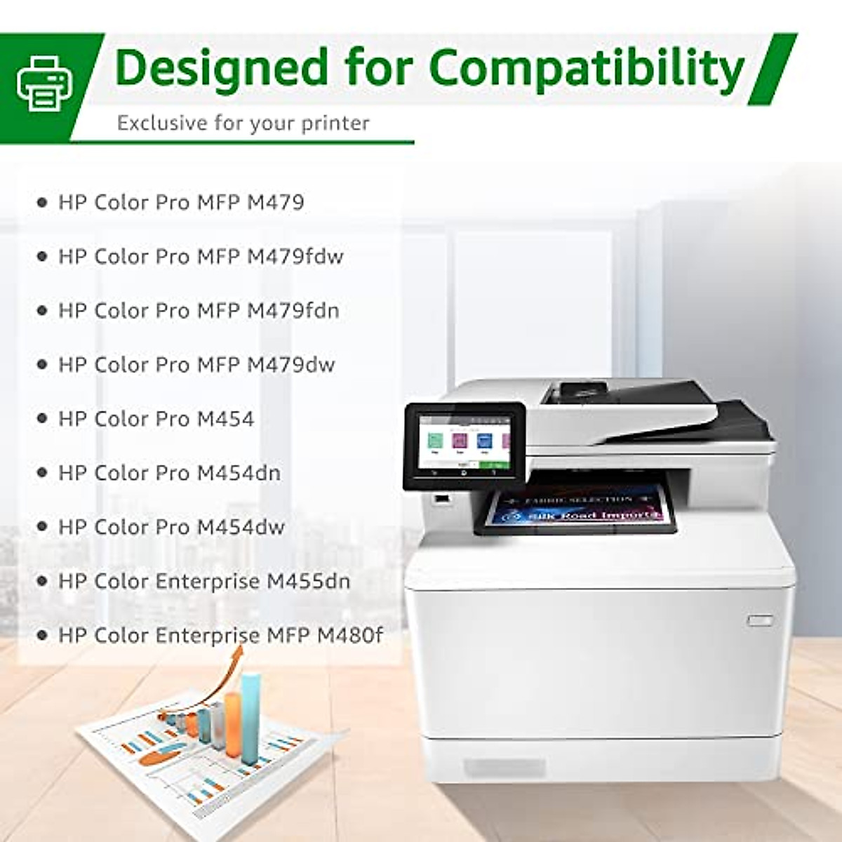 GREENSKY Compatible Toner Cartridge Replacement for HP 414X W2020X W2021X W2022X 414A for Color Laserjet Pro MFP M479fdw M479fdn M454dw M454dn M479 Printer Ink (Black Cyan Yellow Magenta)