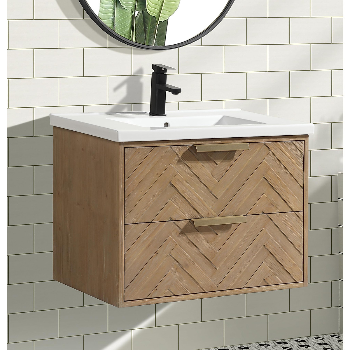 Ari Kitchen & Bath Carlsbad 30" Floating Bathroom Vanity Weathered Fir