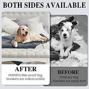 HOMBYS Chewproof Dog Blanket for Dogs, Leak Proof Soft Fleece Pet Blanket Couch Cover Protection, Sofa, Bed & Furniture Protector, Indestructible Dog Blanket for Chewers, (Grey, 25"x35")