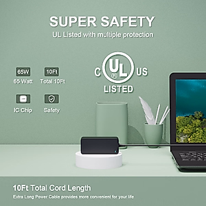 65W Laptop Charger Fit for Dell Inspiron 7506 P97F003 15 2in1 Laptop AC Power Supply Adapter Cord