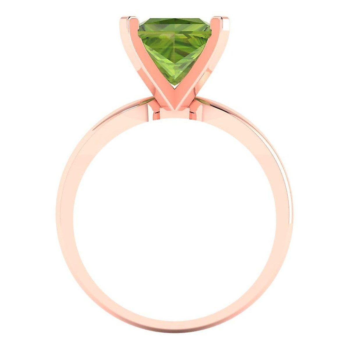 Clara Pucci 2.5ct Princess Cut Solitaire Natural Peridot Engagement Wedding Bridal Promise Anniversary Ring in 18K Rose Gold Size 9.75