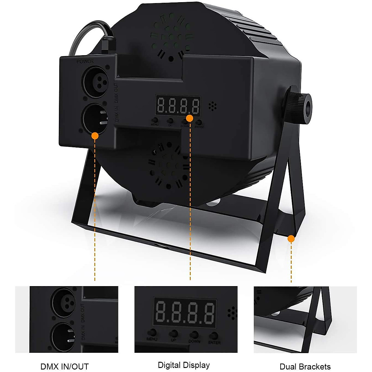 Missyee 18 RGB LED DJ Stage Uplight -DMX Control Sound Activated with Remote Control and 7 Modes LED for Wedding, Events, Christmas and Halloween Music Disco Party -R&D in USA -8 Pack