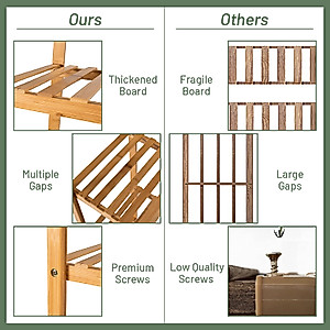 COSTWAY Plant Stand indoor, Bamboo Utility Shelf with Storage Organizer Pots, Wood Outdoor Tiered Plant Shelf for Multiple Plants, for Window, Garden, Balcony, Living Room