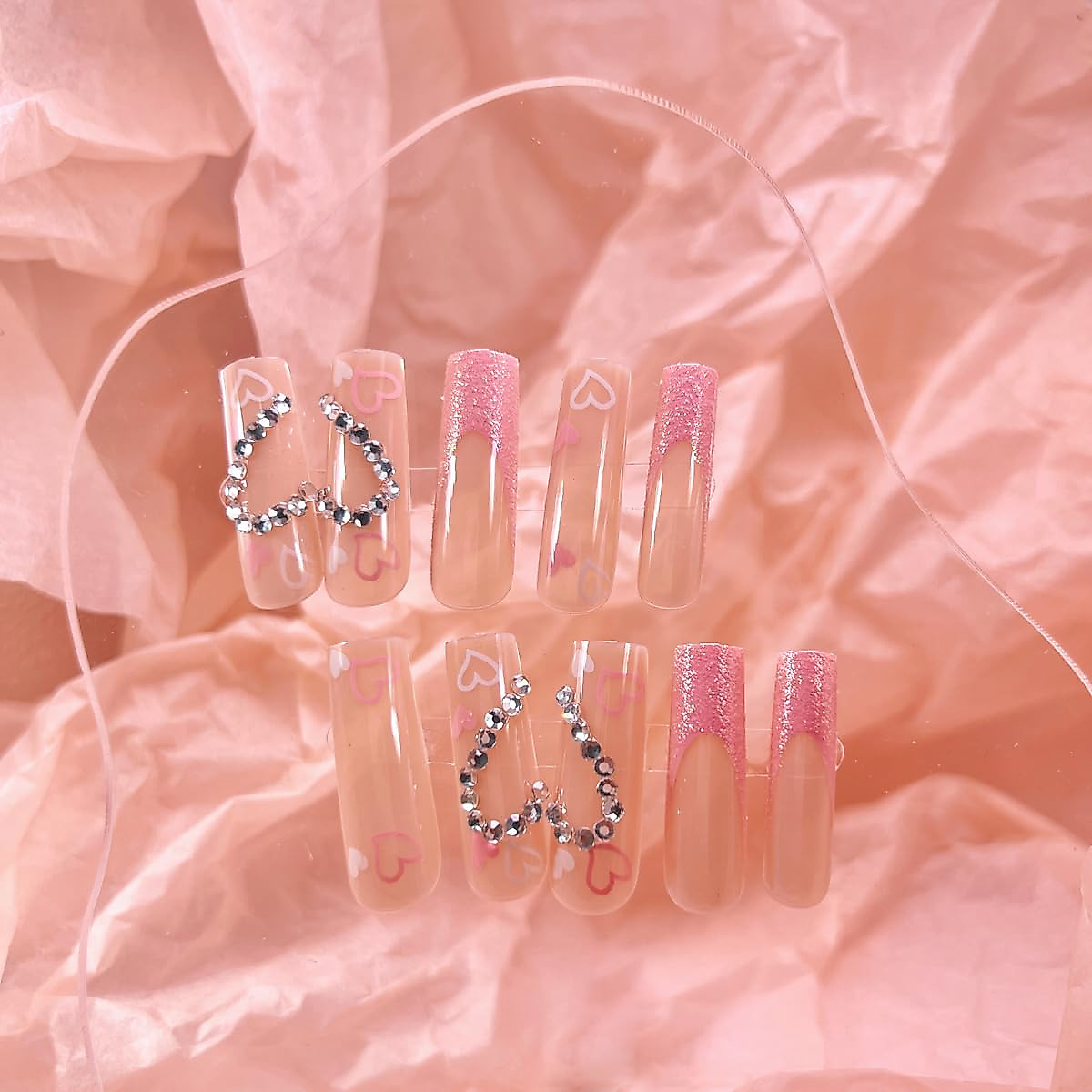 LTTECH Fake Nails Almond Glue on Nails, False Nails with Adhesive Tabs, Acrylic Nails for Women and Girls