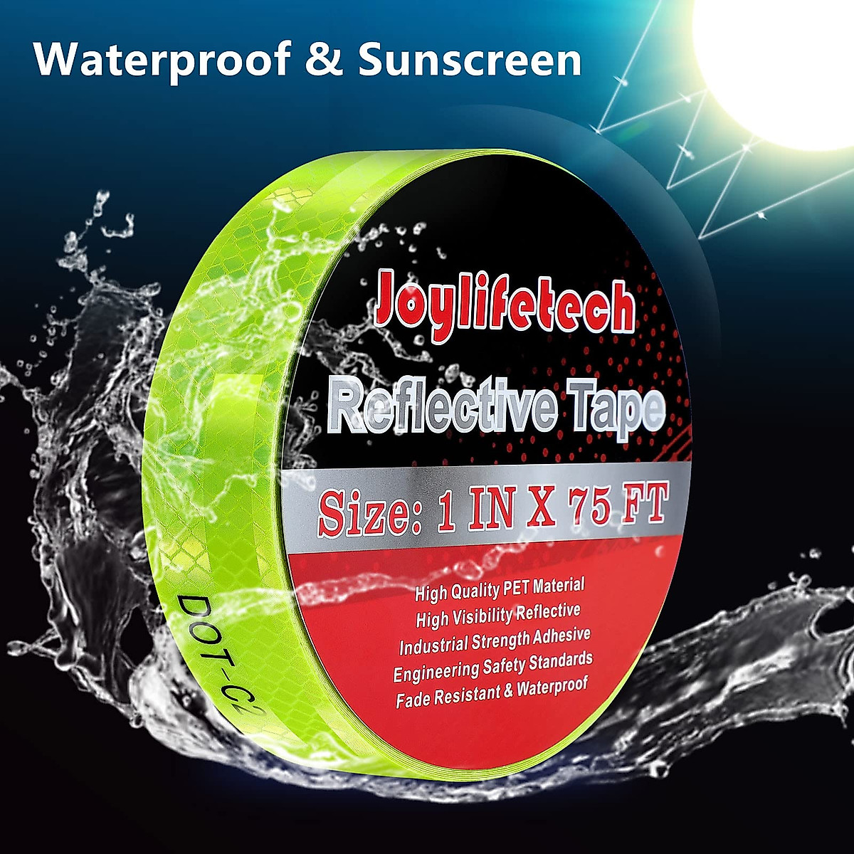 Yellow Reflective Tape 1 Inch X 75 Feet Outdoor Waterproof Adhesive Reflective Stickers High Visibility Reflector Tape Conspicuity Safety Tape for Cars Clothing Bikes Motorcycle Mailbox (Green)