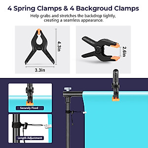 Aureday Backdrop Stand, 10x10Ft Adjustable Photo Backdrop Stand Kit with 4 Crossbars, 6 Spring Clamps, 6 Background Clamps, 2 Weight Bags and Carrying Bag for Parties/Wedding/Photography/Decoration