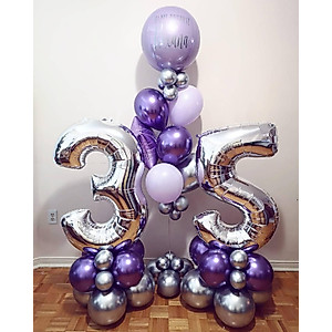 HKYOOD 128Pcs Purple Balloons Garland Arch Kit - 18 12 10 5 inch Pastel Purple Metallic Purple Metallic Silver Latex Balloon for Birthday Baby Shower Bridal Shower Wedding Princess Party Decorations